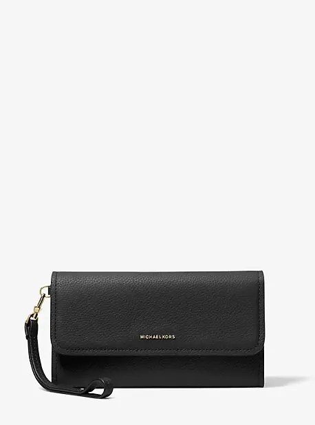 Michael Kors Jet Set Medium Pebbled Leather Smartphone Wristlet - Black