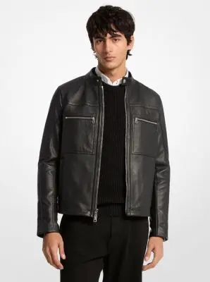 Michael Kors Leather Double-zip Racer Jacket