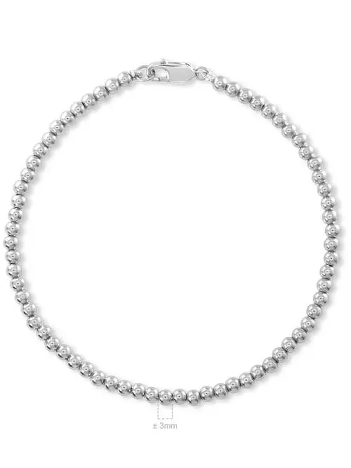 DEVATA 3mm Beaded Ball Chain Bracelet - Silver
