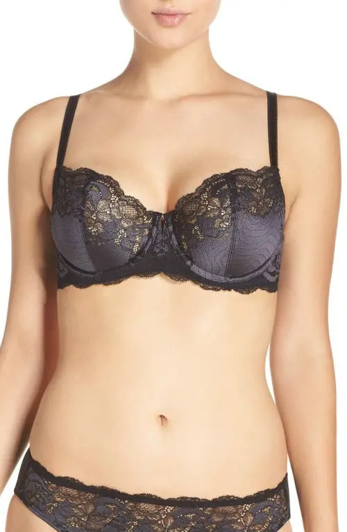 Wacoal Lace Affair' Underwire Balconette Bra - Black/graphite