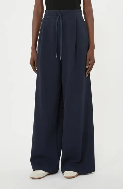 Max Mara Perdoni Side Stripe Cotton Blend Drawstring Pants - Navy