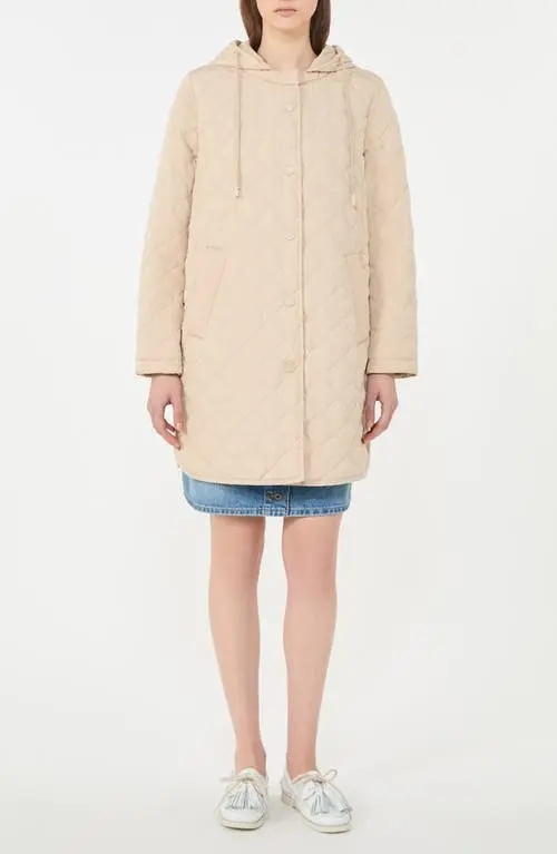 Max Mara Derio Quilted Jacket With Removable Hood - Sand