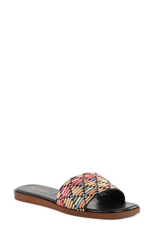 Seychelles Palm Oasis Woven Slide Sandal - Black Multi