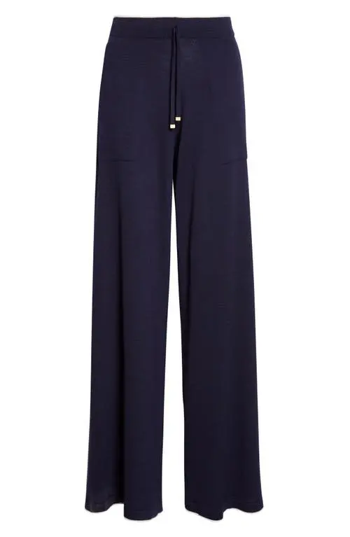 Eleventy Avalon Travel Merino Wool Drawstring Pants - Blue/white