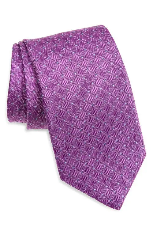 David Donahue Geometric Silk Neck Tie - Berry