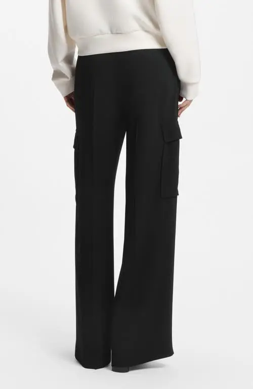 BOSS Wide-leg Crepe Cargo Pants - Black