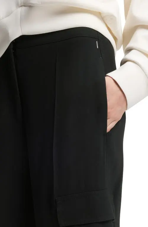 BOSS Wide-leg Crepe Cargo Pants - Black