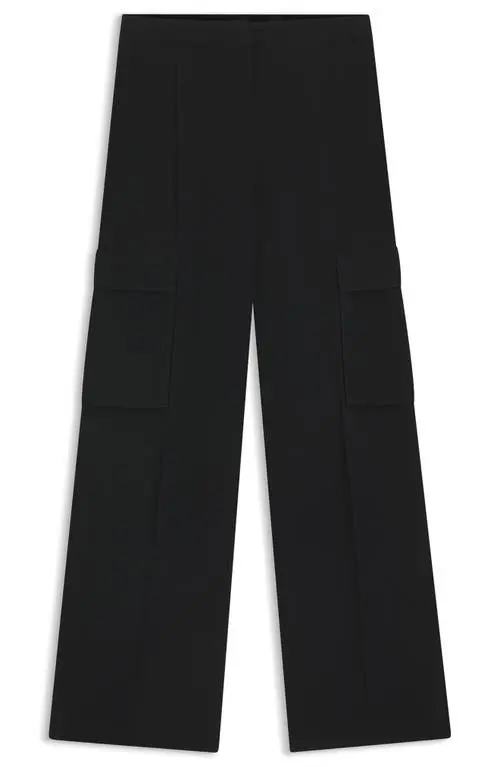 BOSS Wide-leg Crepe Cargo Pants - Black
