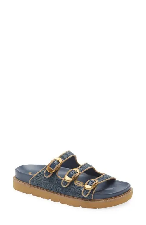 Marc Jacobs The Kiki Denim Slide Sandal - Dark Wash Indigo