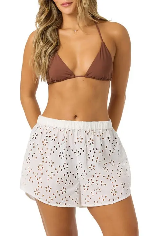 O'Neill Cotton Eyelet Cover-up Shorts - White