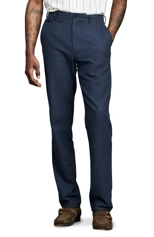 Billy Reid Flat-front Linen & Cotton Pants - Navy