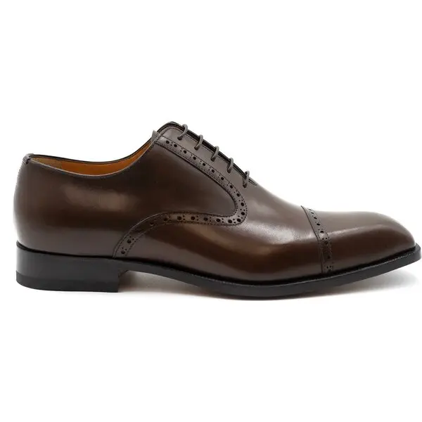 FERRINI Cap Toe French Calf Lace Up - Chocolate