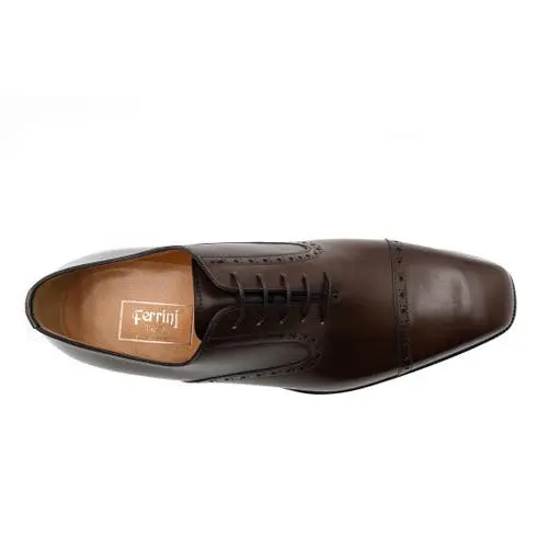 FERRINI Cap-toe Leather Lace-up - Chocolate