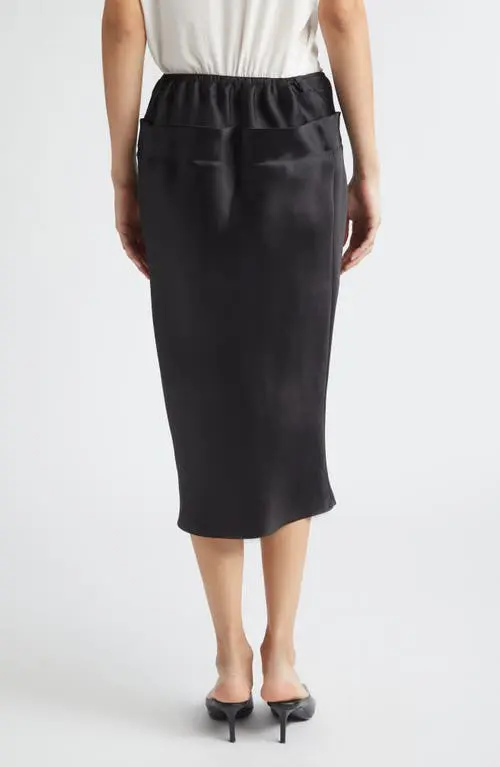 GIA STUDIOS Silk Drawstring Column Skirt - Black