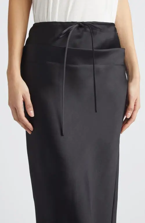 GIA STUDIOS Silk Drawstring Column Skirt - Black