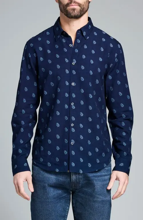 Billy Reid Pelican Paisley Wilson Button-up Shirt - Carbon Blue