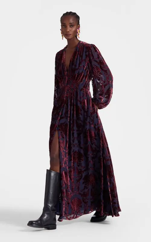 La DoubleJ Long Camerino Devoré Velvet Dress