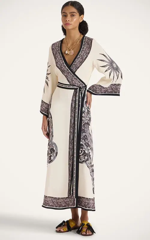 La DoubleJ Printed Wrap Dress - Cobra Placée Grey