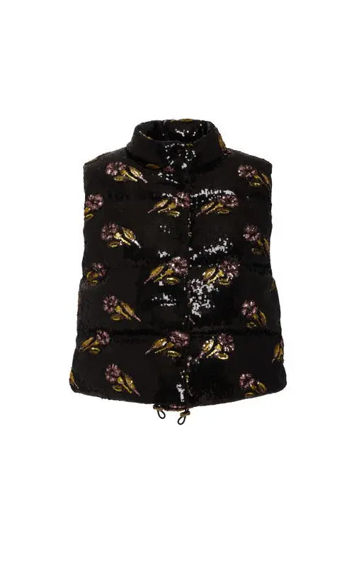 La DoubleJ Bonbon Puffer Vest - Mayfair Paillettes Black