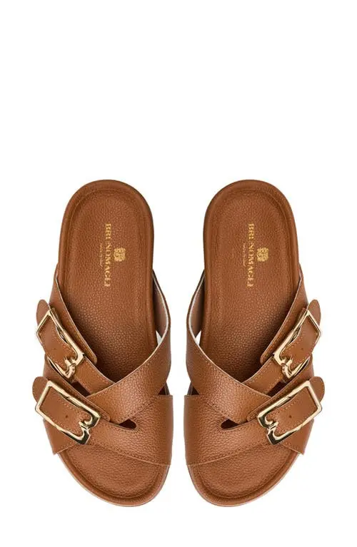 Bruno Magli Genesis Slide Sandal - Cognac Tumbled