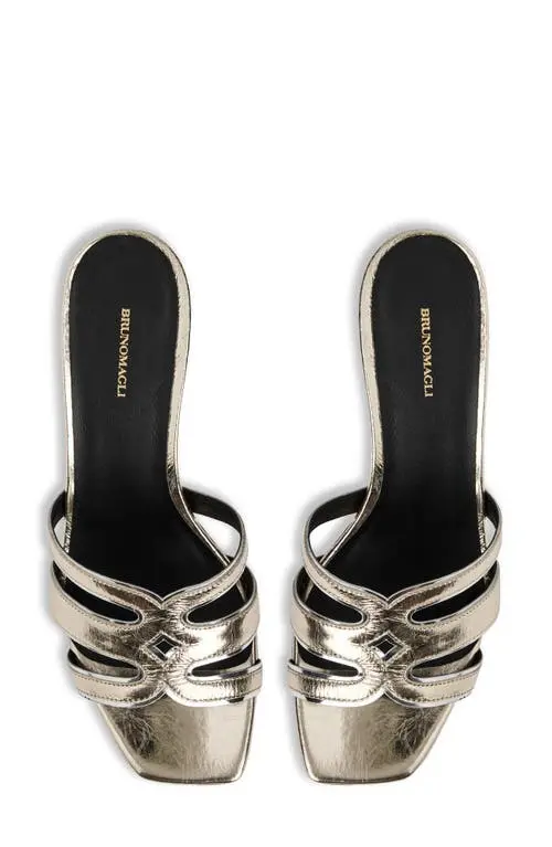Bruno Magli Enora Leather Slide Sandal - Platino/silver
