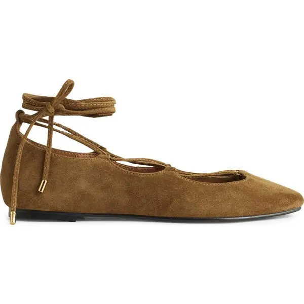 Madewell The Greta Lace-up Ballet Flat - Warm Chestnut