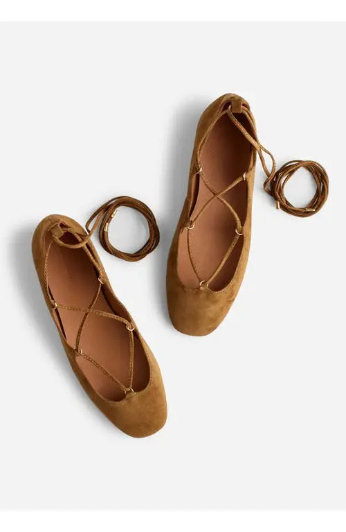 Madewell Greta Lace-up Ballet Flat - Warm Chestnut