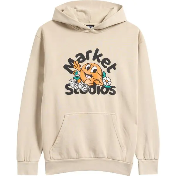 MARKET Chill In The Net Cotton Blend Graphic Hoodie - Natural