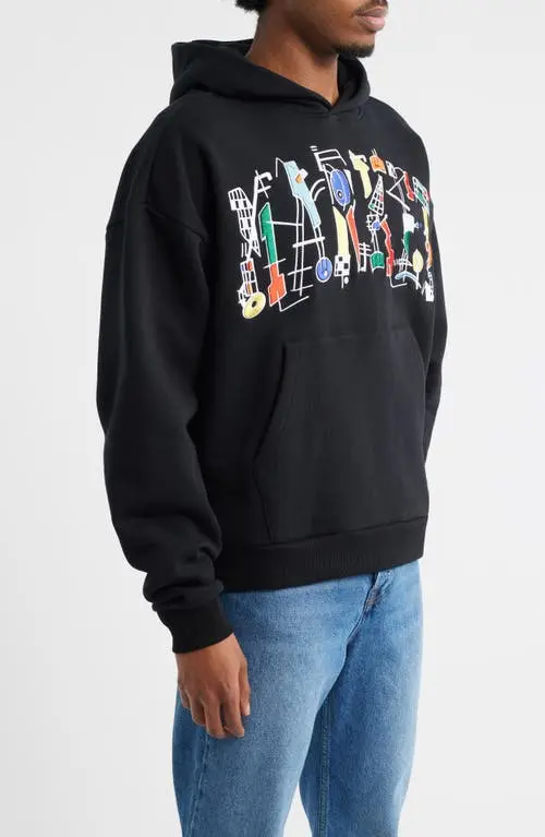 MARKET Work Of Arc Cotton Graphic Hoodie - Black