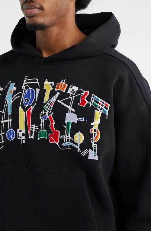 MARKET Work Of Arc Cotton Graphic Hoodie - Black