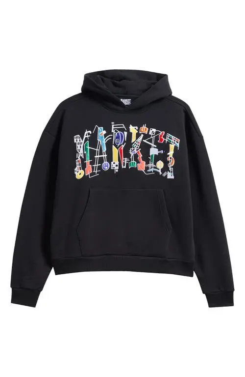 MARKET Work Of Arc Cotton Graphic Hoodie - Black