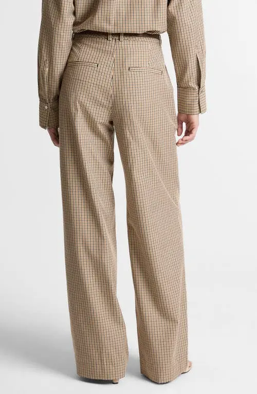 Vince Camille Check Wide-leg Pants - Light Wheatstone Check