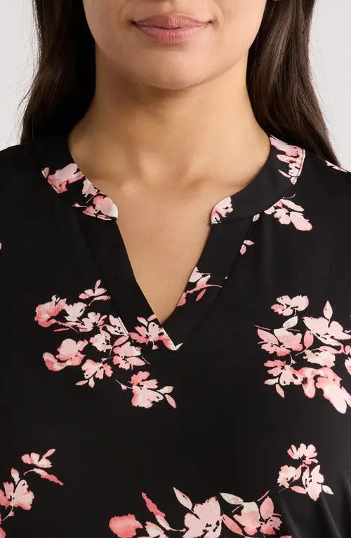 Anne Klein Floral Ruffle Sleeve Top