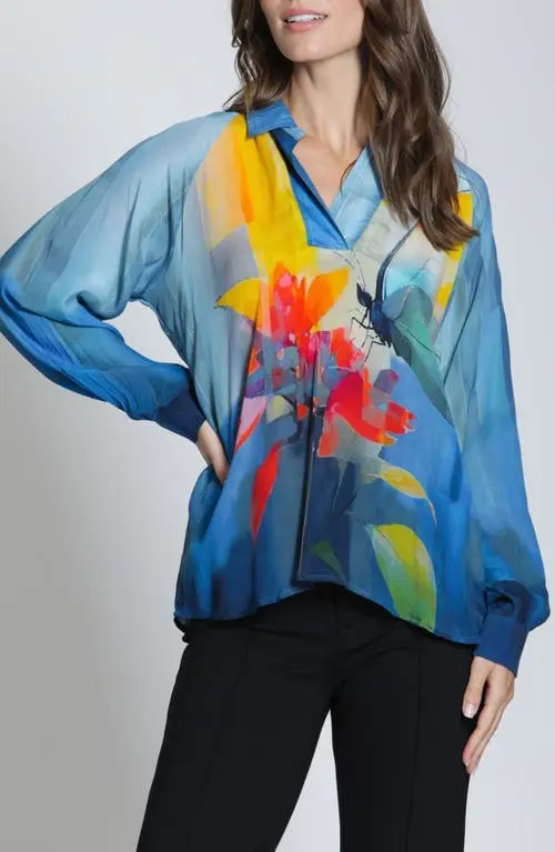 APNY Mixed Print Long Sleeve Top - Blue Multi