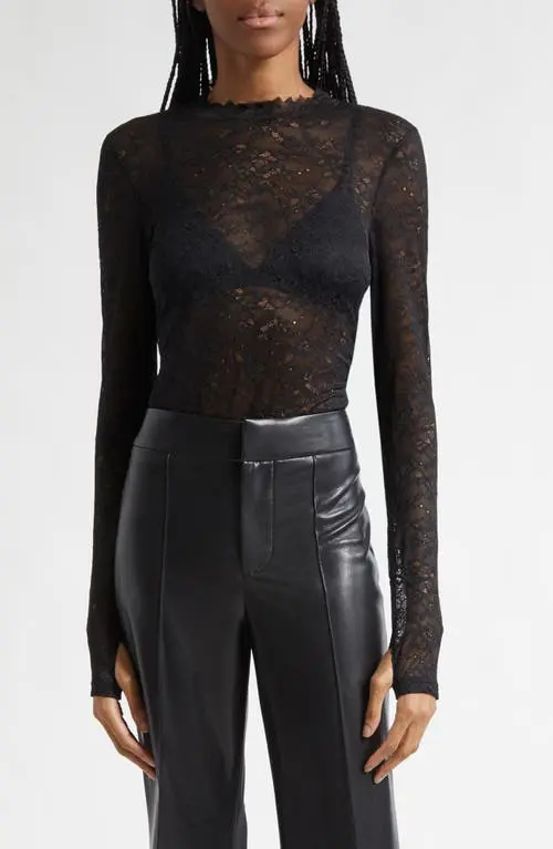 Alice + Olivia Taeyn Lace Bodysuit - Black