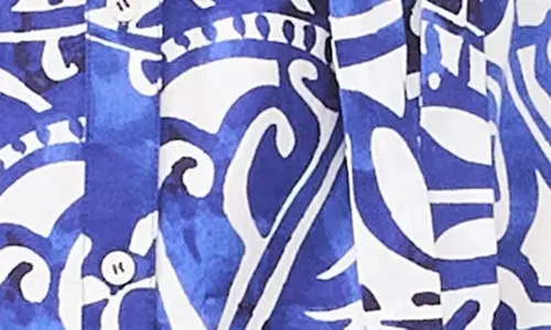 CECE DUPRAZ Abstract Print Cotton Mini Shirtdress - White/blue