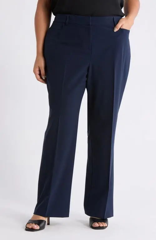 TAHARI ASL Bird Eye Straight Leg Trousers - New Navy