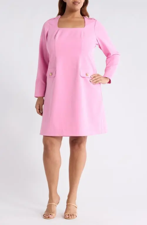 TAHARI ASL Long Sleeve Crepe Sheath Dress