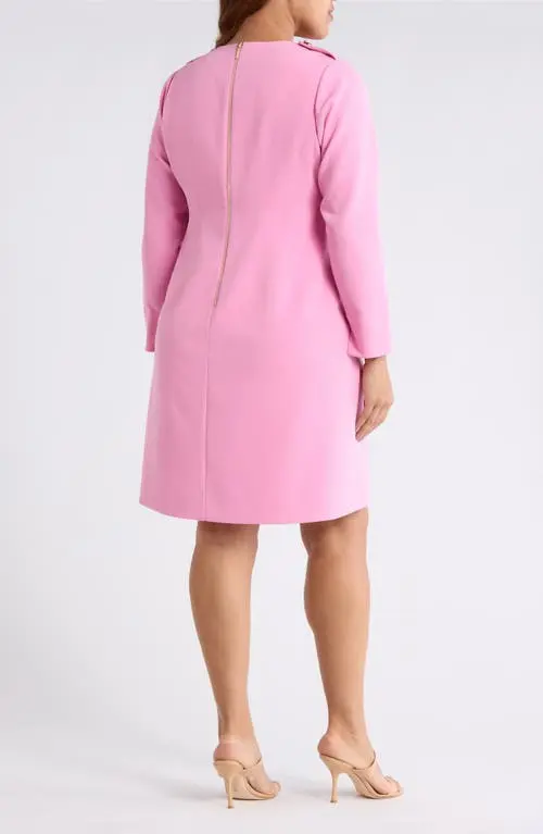 TAHARI ASL Long Sleeve Crepe Sheath Dress