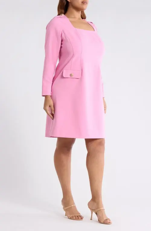 TAHARI ASL Long Sleeve Crepe Sheath Dress