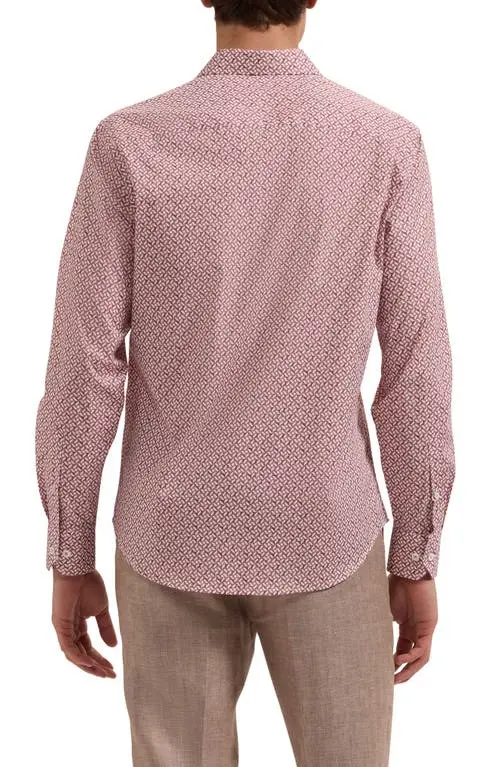 Bugatchi Axel Shaped Fit Mosaic Print Stretch Cotton Button-up Shirt - Sienna