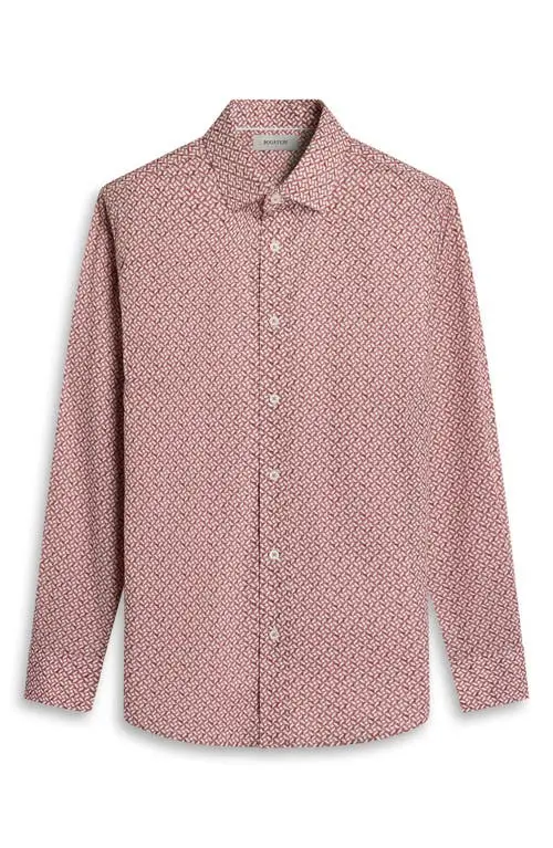 Bugatchi Axel Shaped Fit Mosaic Print Stretch Cotton Button-up Shirt - Sienna