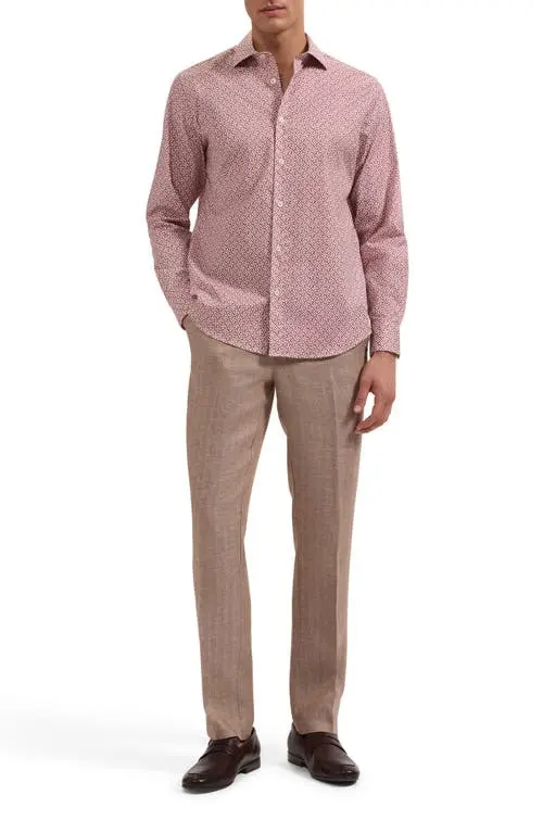 Bugatchi Axel Shaped Fit Mosaic Print Stretch Cotton Button-up Shirt - Sienna