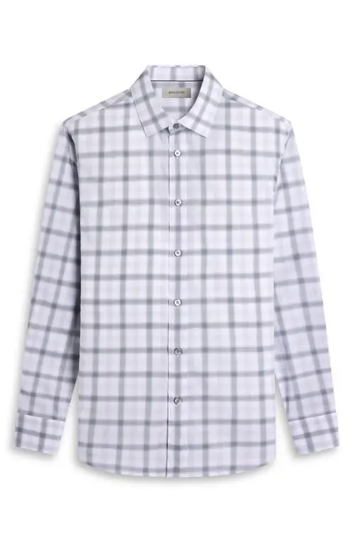 Bugatchi Julian Shaped Fit Check Stretch Cotton Button-up Shirt - Platinum