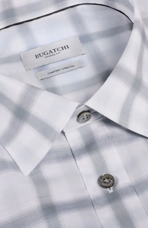 Bugatchi Julian Shaped Fit Check Stretch Cotton Button-up Shirt - Platinum