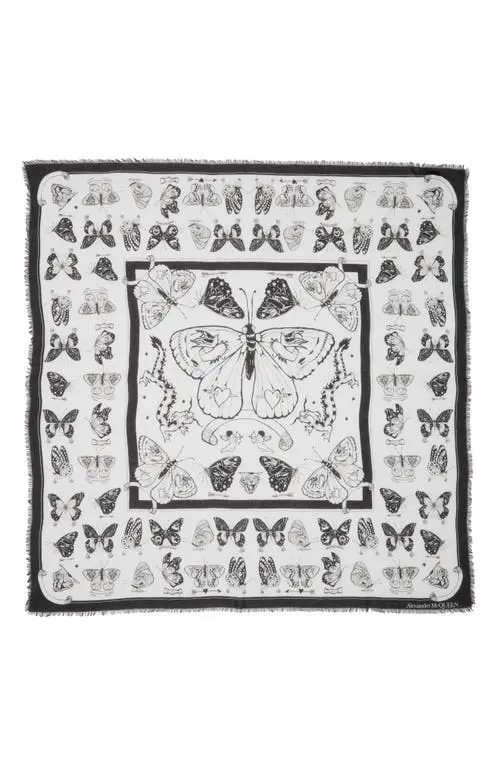 Alexander McQueen Alexander Inked Butterfly Shawl - Ivory/black