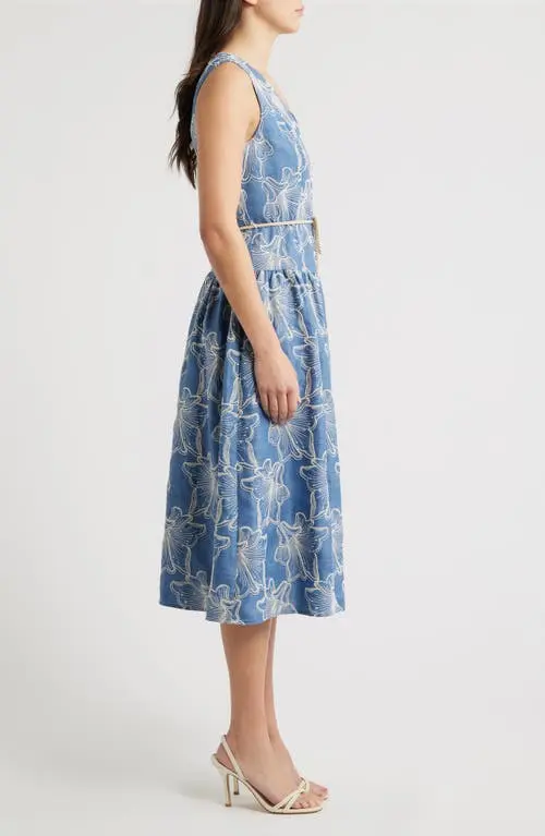 Julia Jordan Floral Embroidery Sleeveless Midi Dress