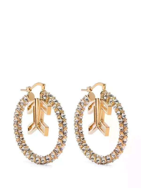 Elisabetta Franchi Logo Embellished Hoop Earrings - Gold