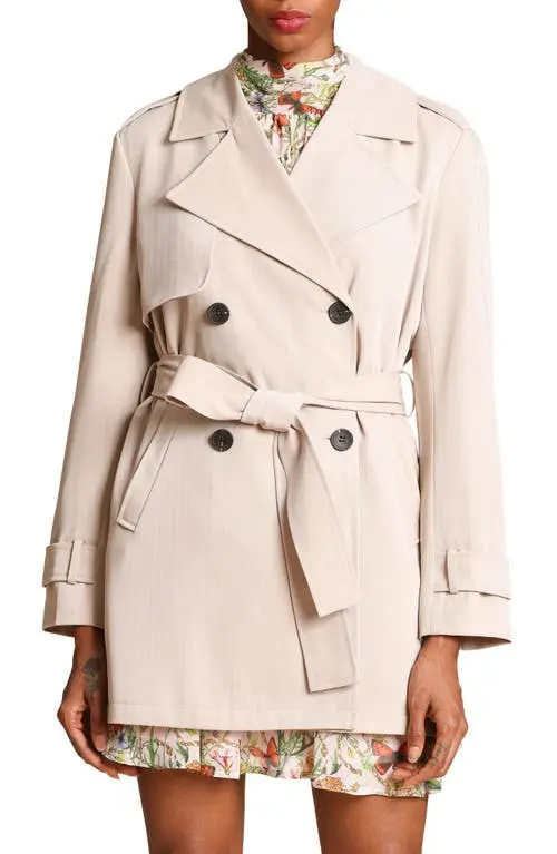 Avec Les Filles Double Breasted Short Trench Coat - Sandstone