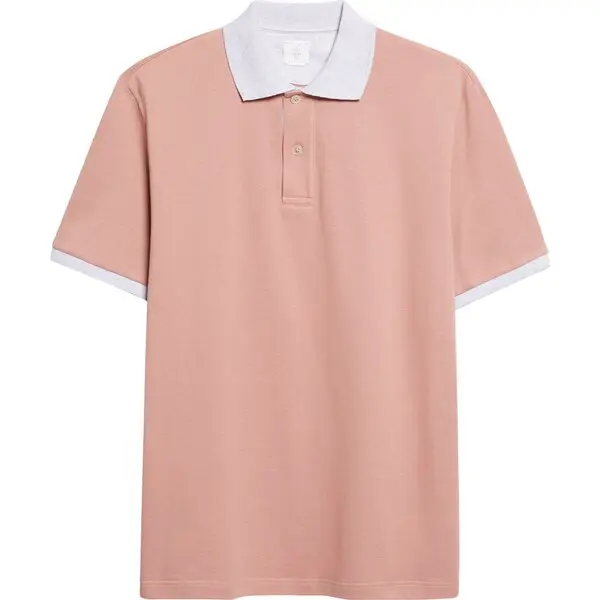 Eleventy Contrast Trim Cotton Piqué Polo - Crimson/light Grey